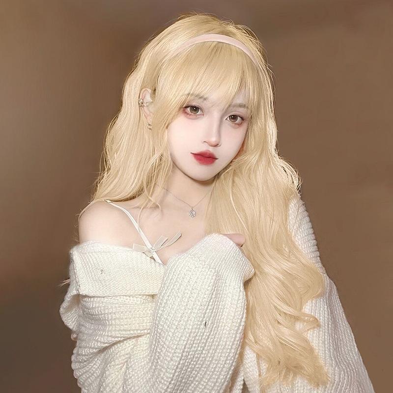 Wig Women's Long Hair Cos Platinum Full Head Cover Lisa Same - TikTok ...