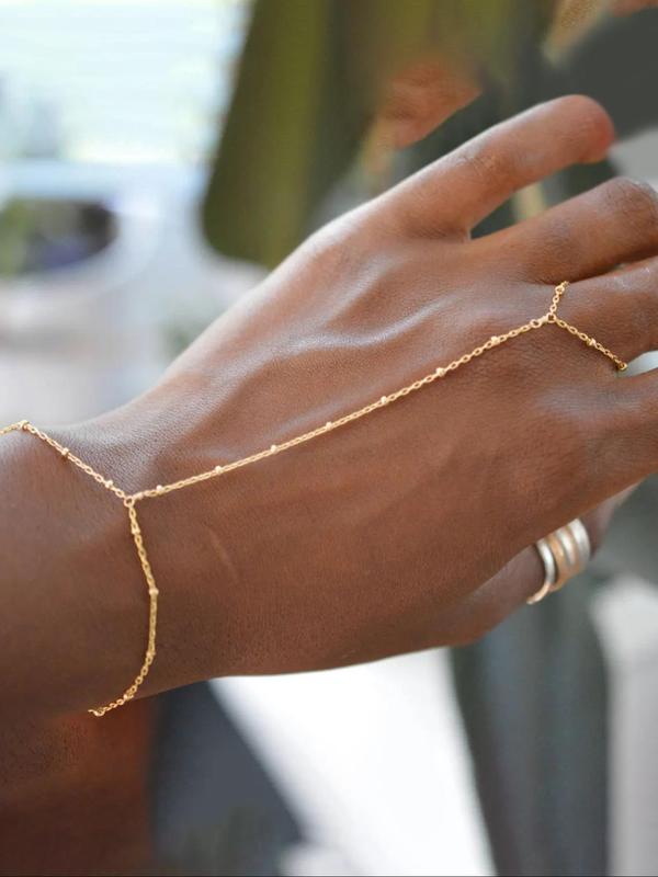 Simple Plain Beaded Chain Mitten Bracelet, Stainless Steel Jewelry for ...