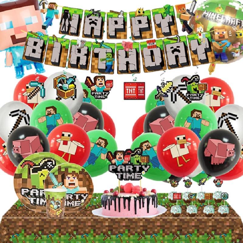 PARTY CITY Minecraft Theme Balloons Party Decorations Loot Bags ...