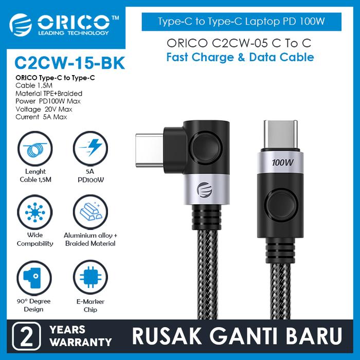 Promo ORICO Type C to L Type C PD100W Fast Charge Data Cable 150m ...