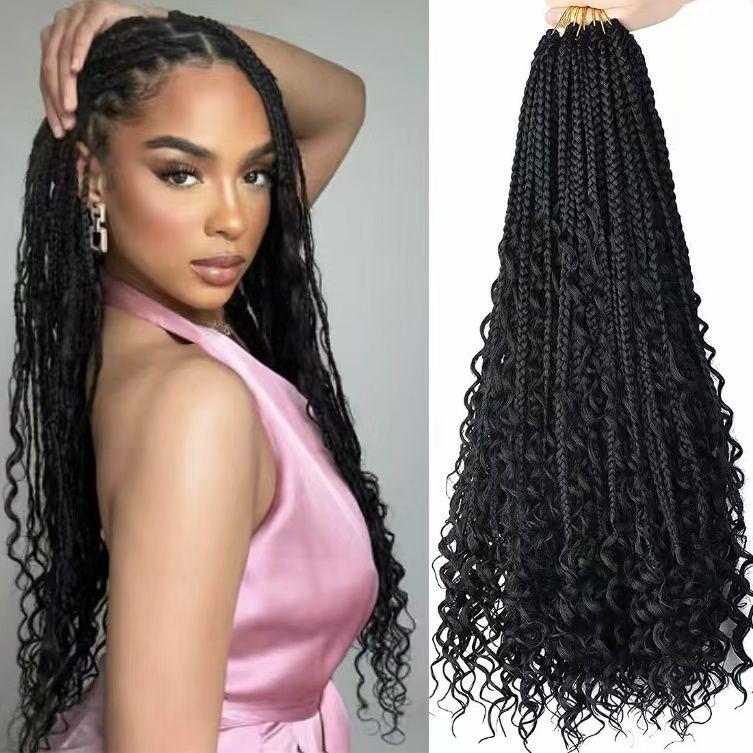 Goddess Knotless Faux Boho Box Braids New Three Strand Braid - TikTok Shop