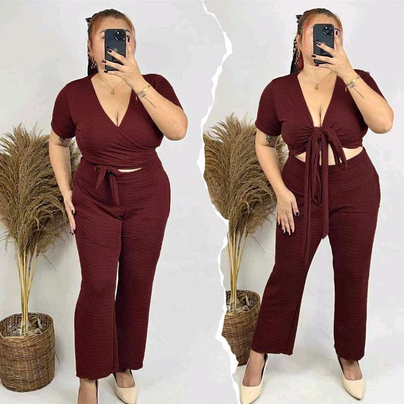 MC XL-3XL Shamcey Pants Coords Plus Size Bark Crepe Fabric Casual ...