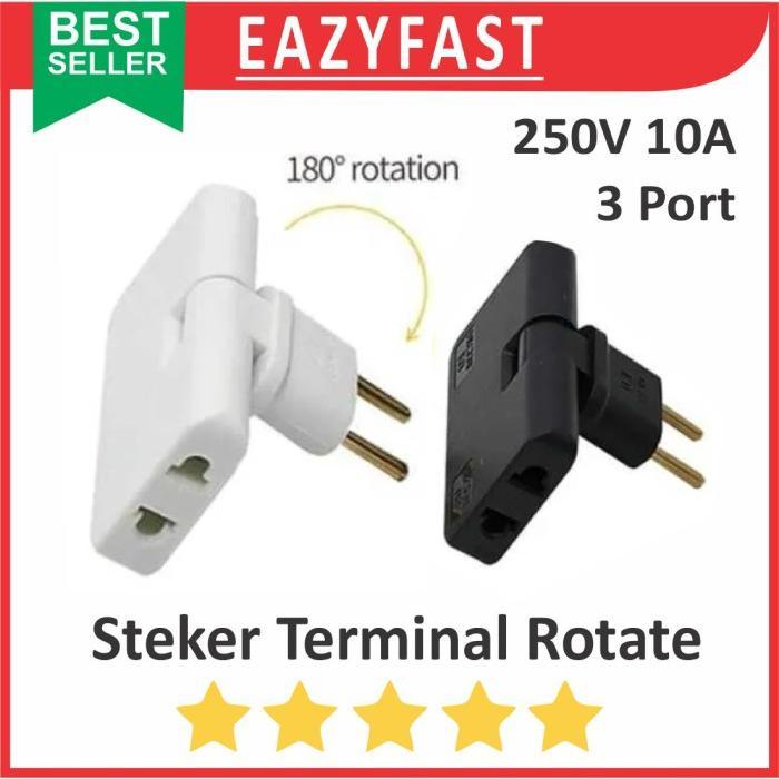 Jual Steker Terminal T 3 Port Slim Tipis Gepeng Putar Rotate Rotasi 180 ...