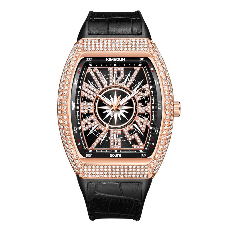 Watches Men's Barrel-Shaped Watch with Diamonds, Vintage Fashion High ...