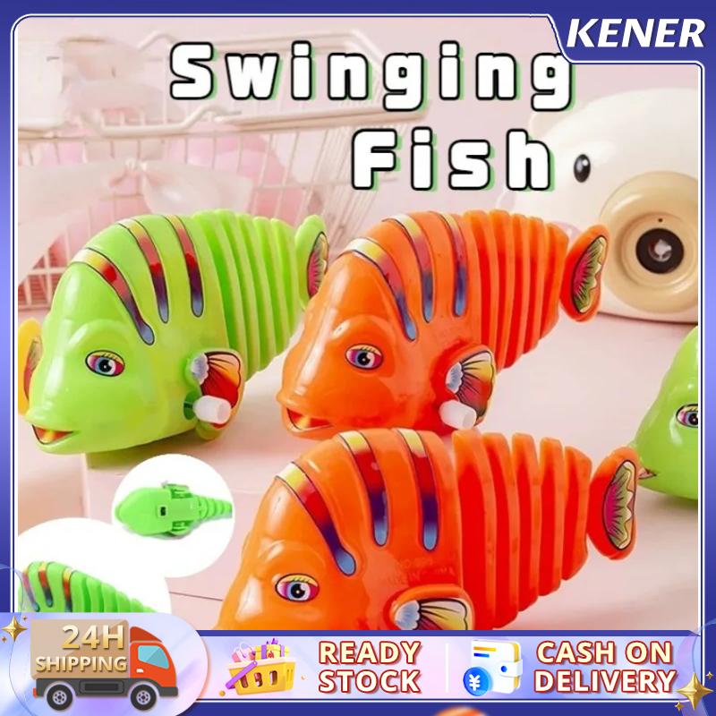 Clockwork Swinging Cartoon Fish Toys Plastic Wind-Up Wiggle Fish ...