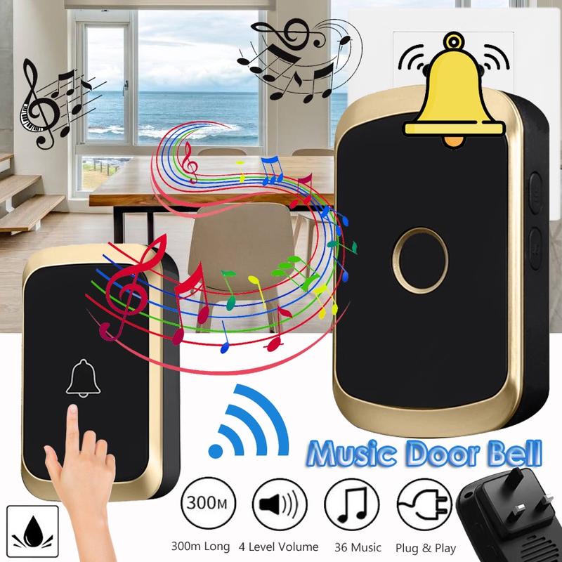 【3-Pin UK Plug】CACAZI Wireless Door Bell A20Pro Waterproof Wireless ...