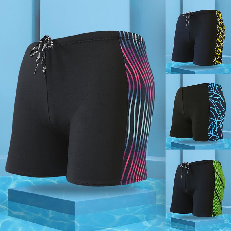 Men Trunks Print Contrast Color Quick-drying Slim Fit Swimming - TikTok ...