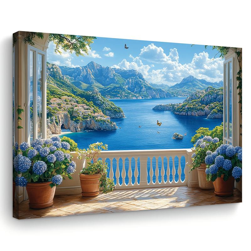 Room Decoration 1 Piece Coastal Balcony Sea View Canvas Art, - TikTok ...