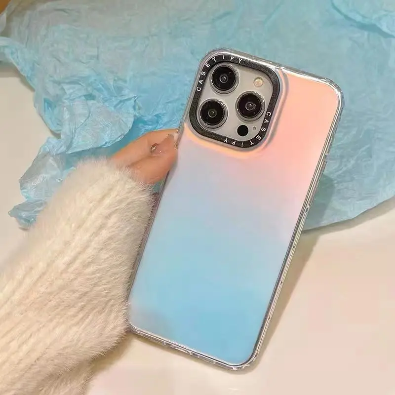 1 Piece Luxury Letter Pattern Laser Ombre Phone Case, Full Body ...