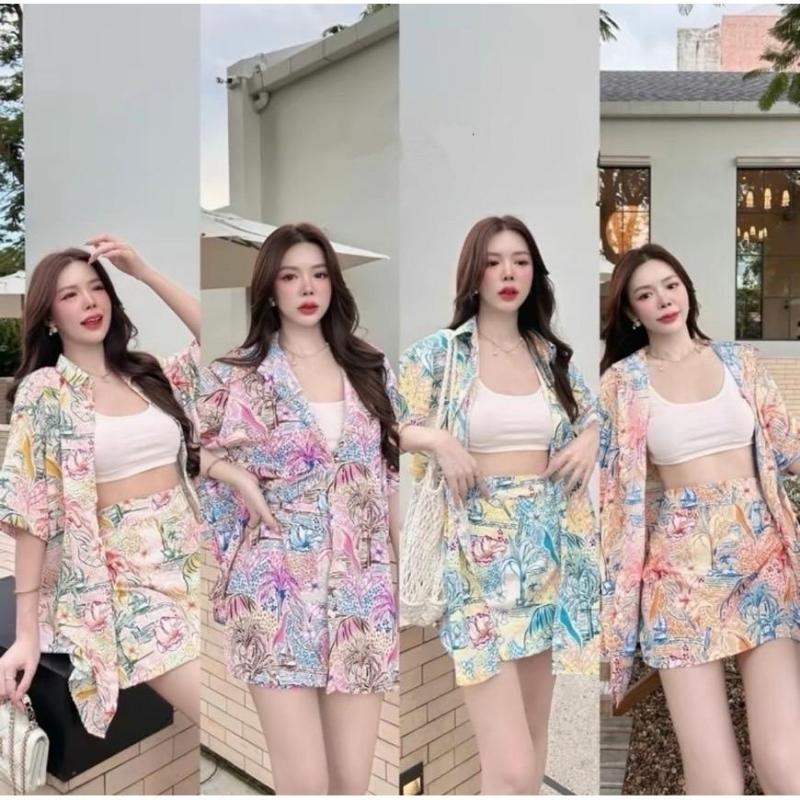 ชุดเซ็ต 2 ชิ้น S284 เสื้อโอเวอร์ไซส์+กระโปรง ผ้าพริ้ว เนื้อใส่สบาย ...