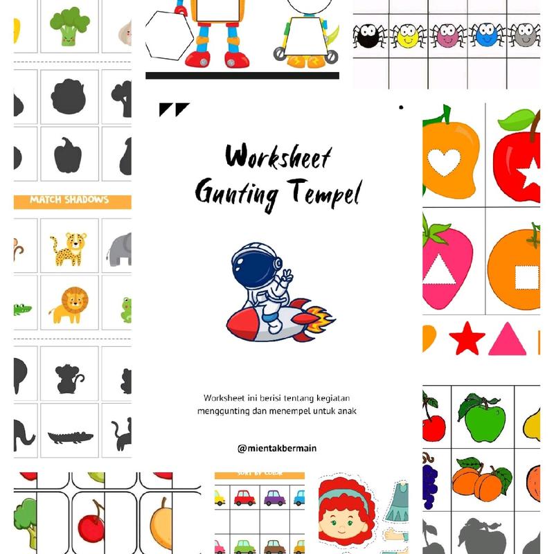 lembar kerja anak / aktivitas gunting tempel / worksheet cut - Shop ...