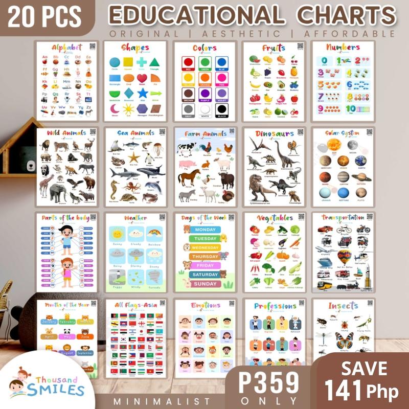 Thousand Smiles 20PCS Educational Wall Chart Laminated Poste - TikTok Shop Philippines