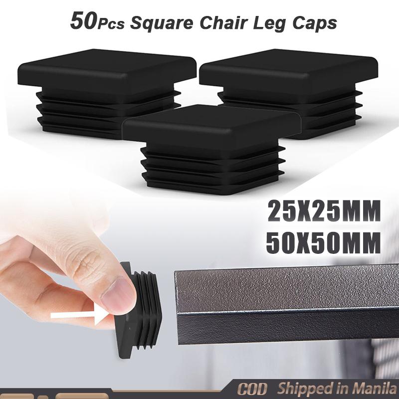 50Pcs Square Chair Leg Caps Plastic Square Tube Rectangular Tube ...