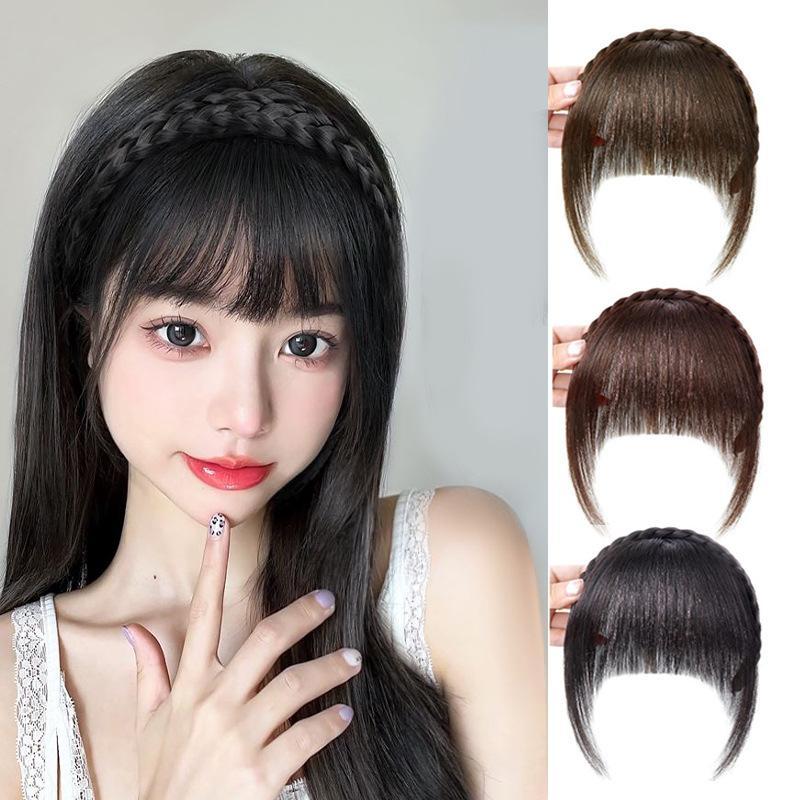 Ikat kepala rambut palsu dengan poni tocang, sehelai menutup - TikTok ...