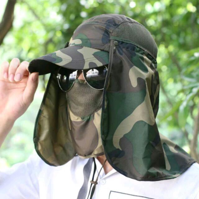 Topi Pancing Kebun Outdoor Sun UV Protection Cap With Ear Flaps ...