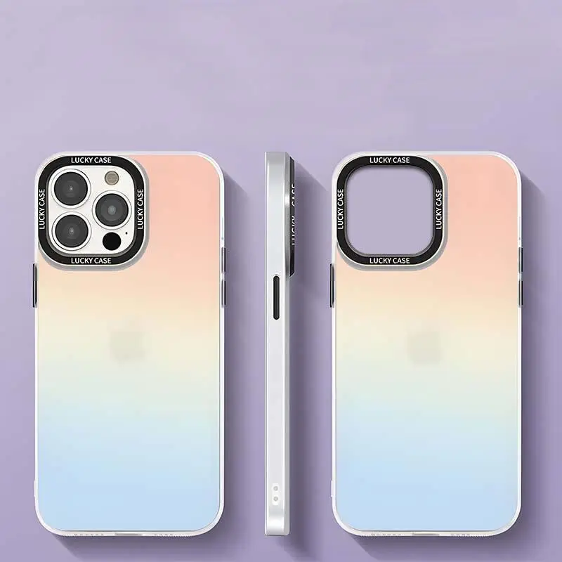 1 Piece Luxury Letter Pattern Laser Ombre Phone Case, Full Body ...