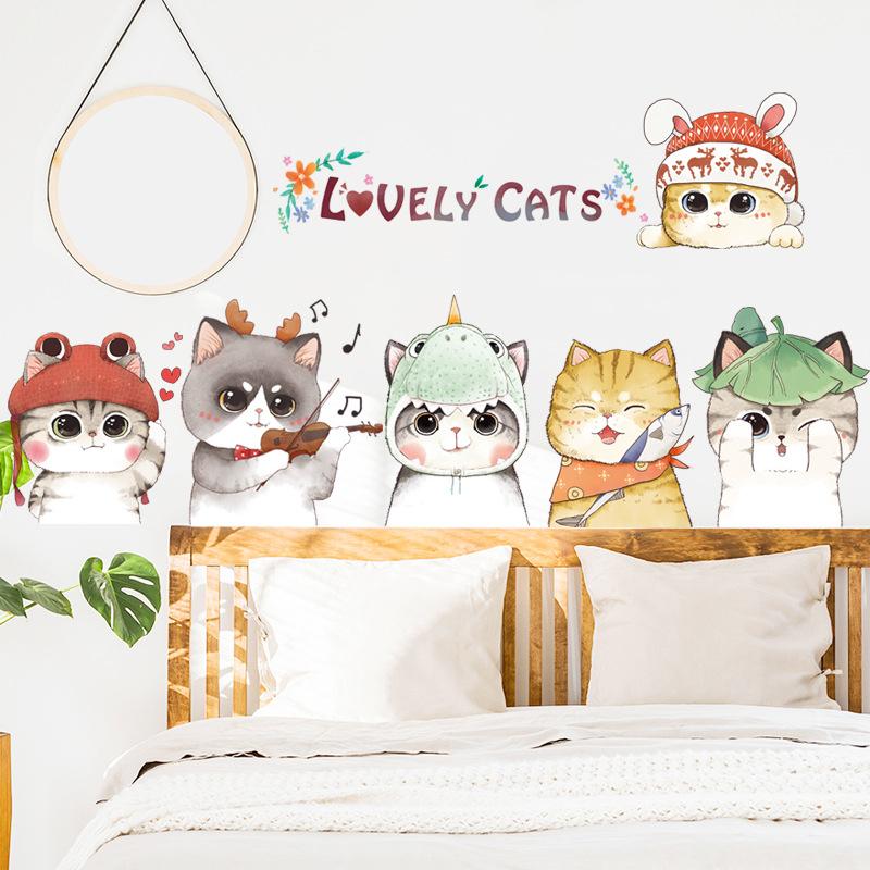 Hand painted cat creative wall stickers home living room decoration ...