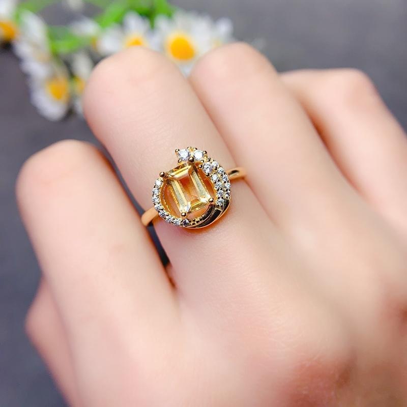 Hot Sale S925 Sterling Silver Natural Citrine Ring Fashion Special ...