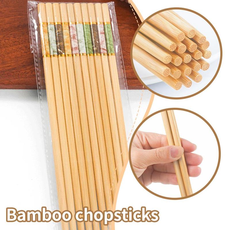 5pairs Marble Patterned Bamboo Chopsticks Household Chopsticks - TikTok ...