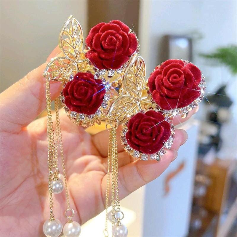 Jepit Rambut Rumbai, Rekaan Bunga Sakura Mawar Merah, Fesyen - TikTok ...