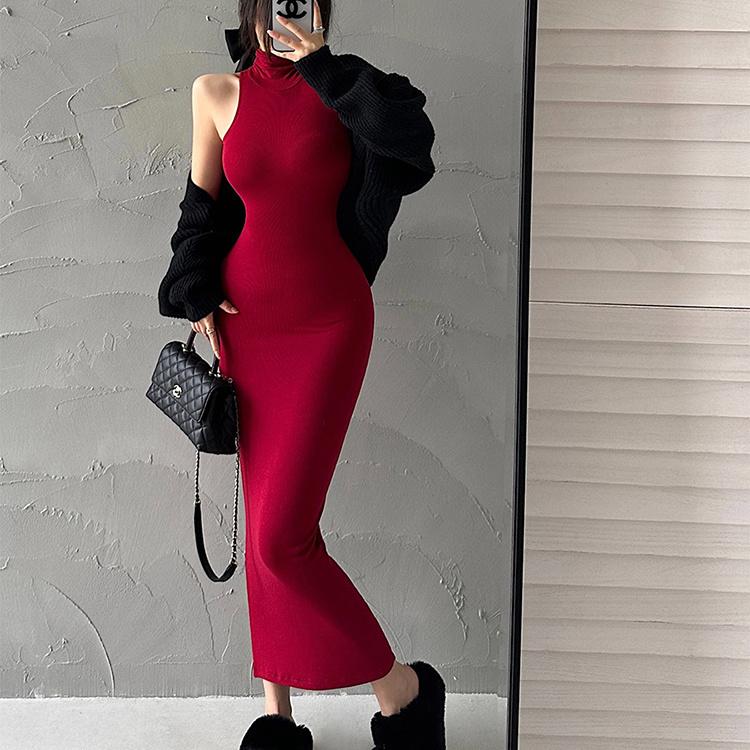 Gaun Tanpa Lengan, Berkualiti Tinggi, Gaya Comel dan Seksi, Ketat ...