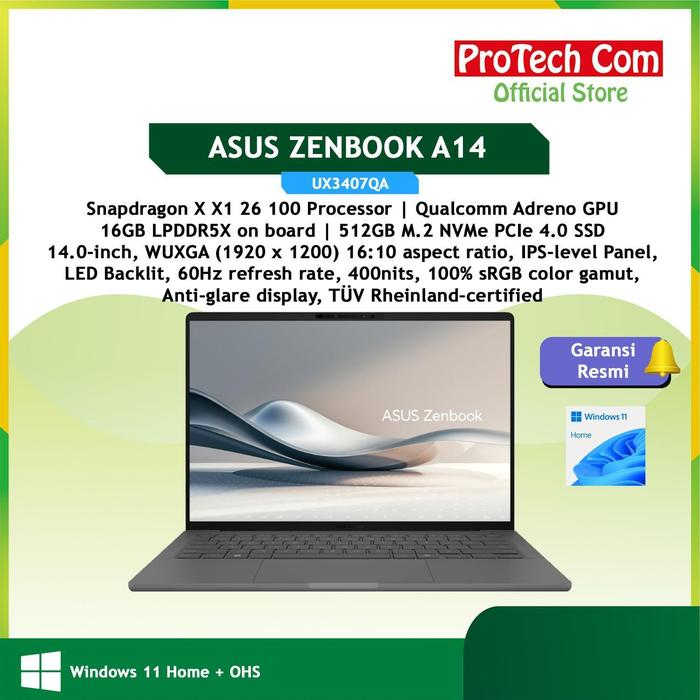Promo ASUS ZENBOOK A14 UX3407QA SNAPDRAGON X X1 26 100 16GB 512GB | 1TB ...