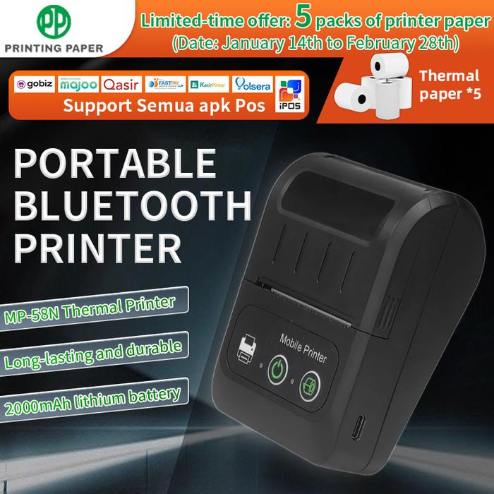 Promo Printer Thermal Bluetooth Portabel Mini model baru dikirim acak ...