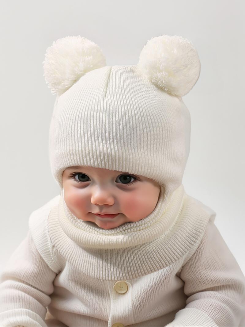 Pom Pom Knit Hat for Babies 1-3 Years Old, Warm Winter Beanie for ...