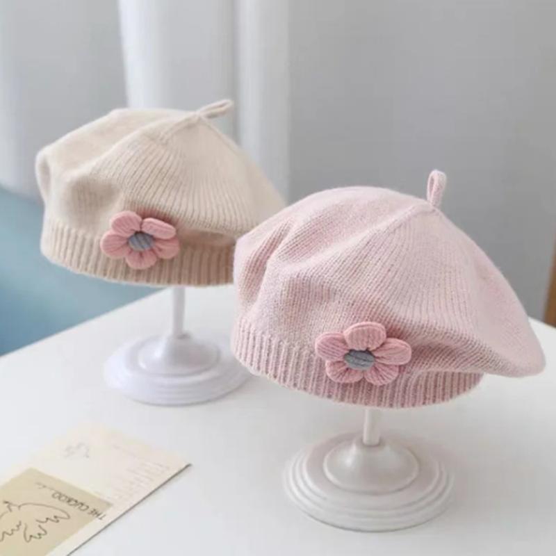 Suitable size Baby beret hat Cozy Winter warm Solid color Knitted ...