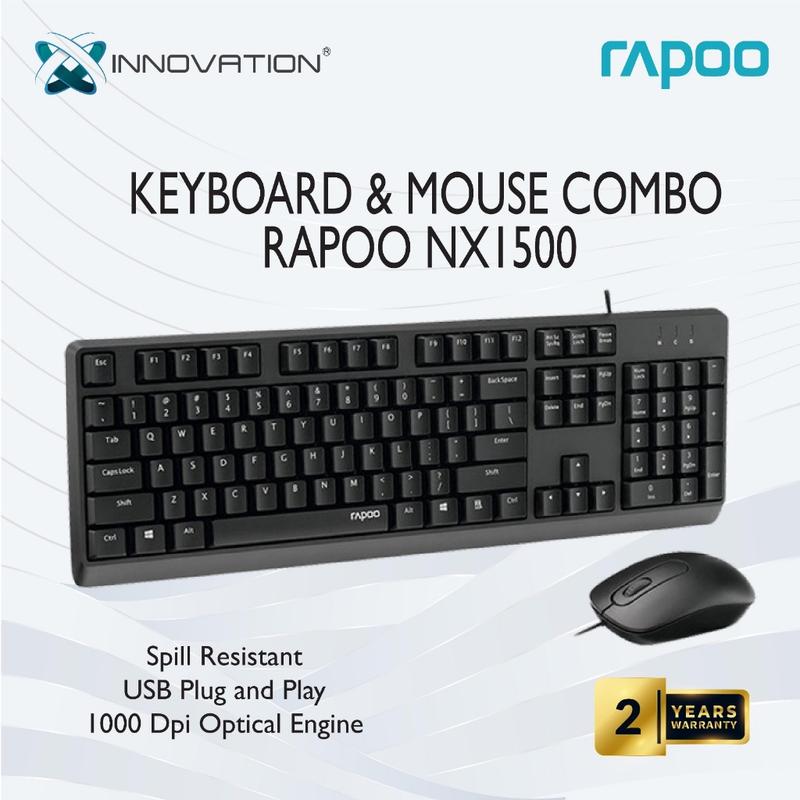 Rapoo Combo Keyboard & Mouse NX1500 Mouse Gaming V16 RGB Keyboard ...