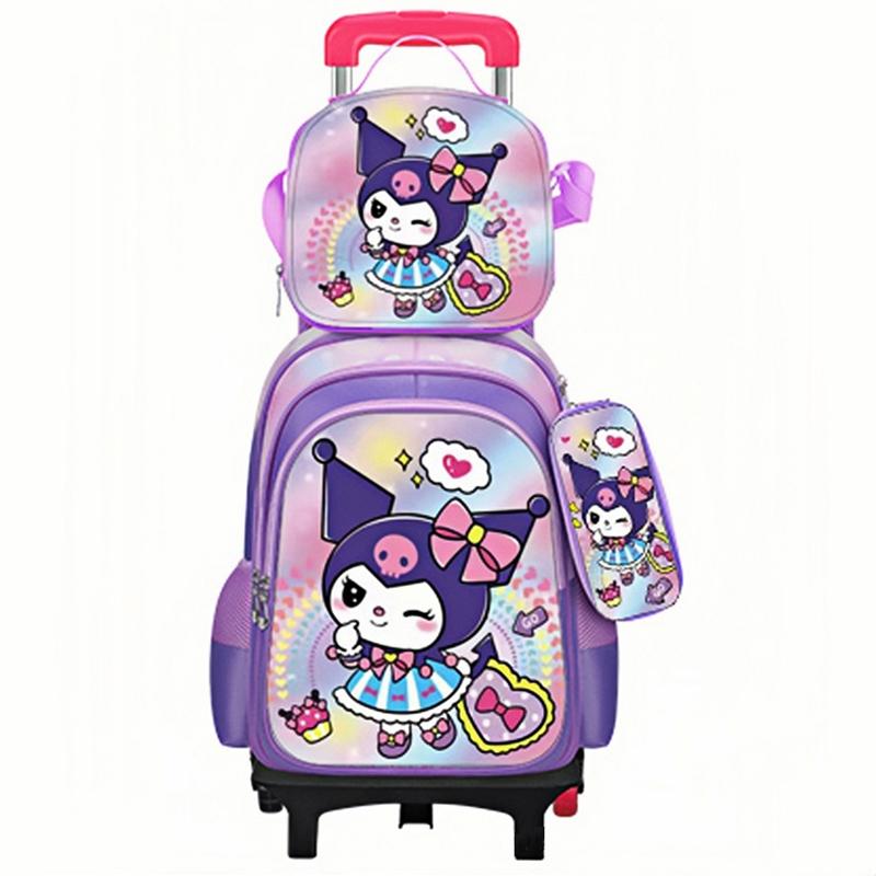 Kuromi School Bag for Kids Girl with Wheels Large Capacity Backpack ...