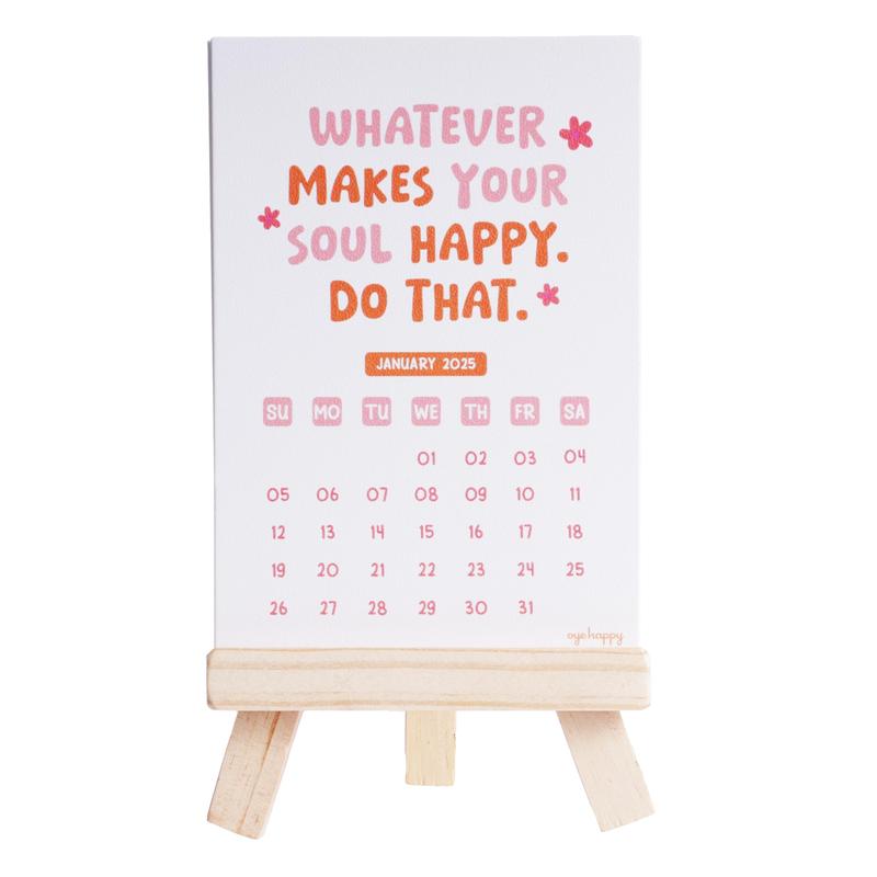 Positive Vibes Desk Calendar 2025 | Uplifting Monthly Quotes on Pine ...