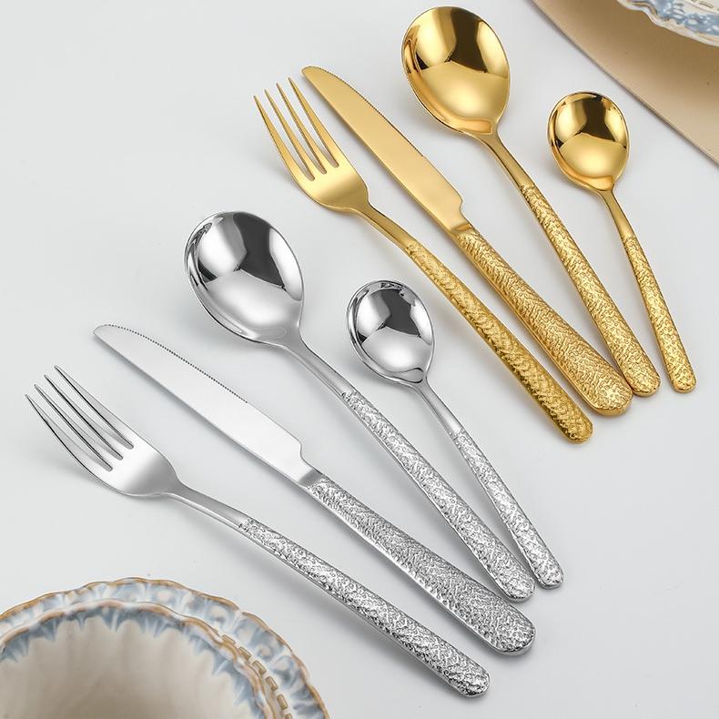 Thickened Hammer Point Grain Handle Tableware 304 Stainless Steel ...