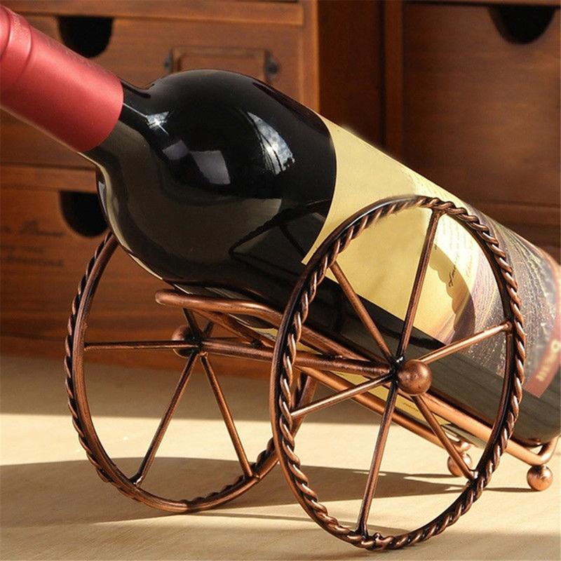 for Red Wine Rack Bronze Iron Wheels Design Kitchen Wine Holder ...