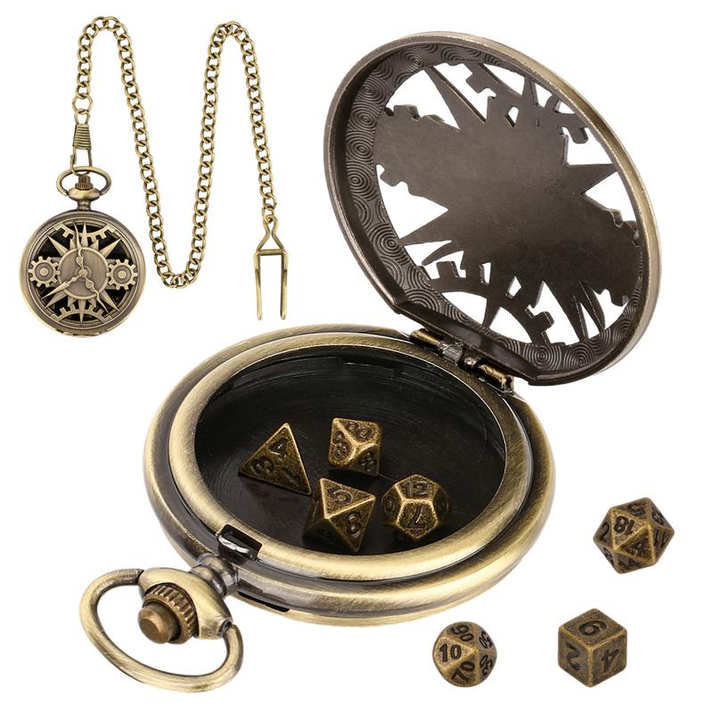 Segiyi Stylish Steampunk Dice Set Vintage Pocket Watch Dice Bronze ...