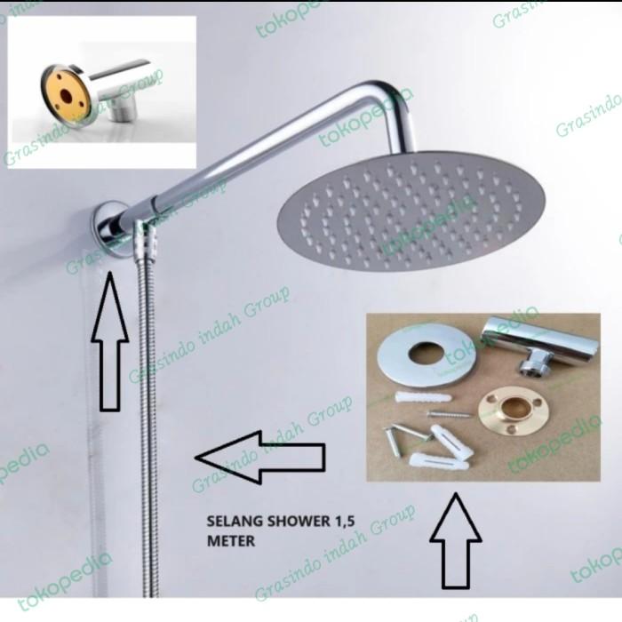 Jual Paket Shower Rainfall tanpa Bobok 10 inch Bulat Tiang 40cm ...