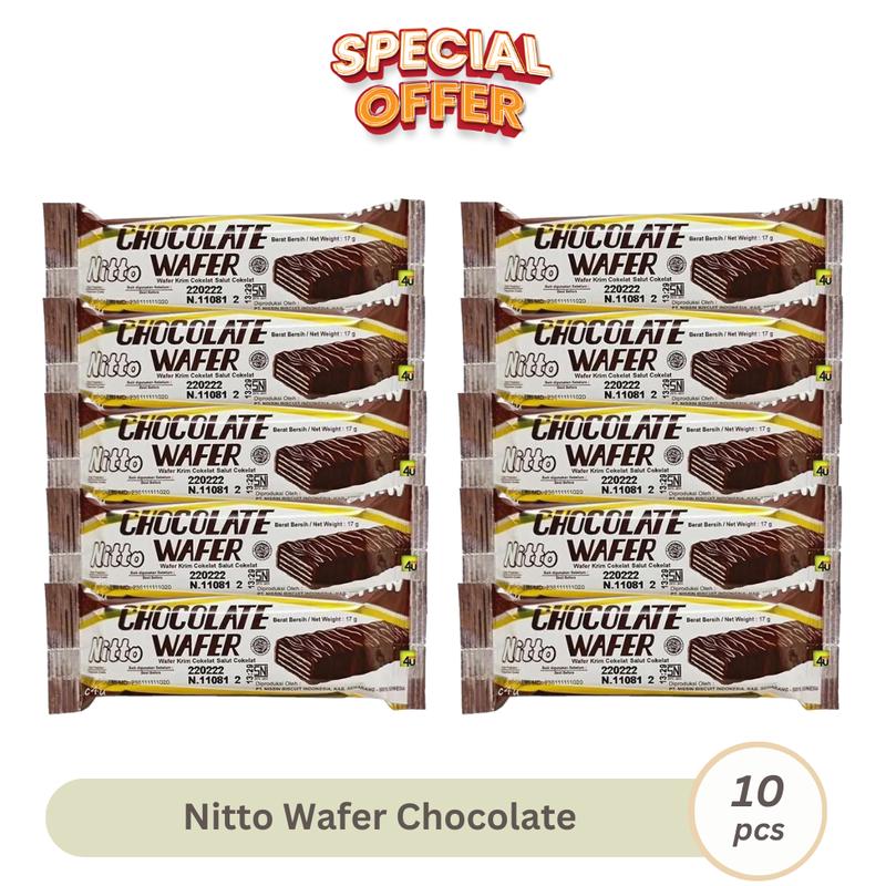 NITTO 10PCS/PACK CHOCOLATE WAFER SALUT COKLAT 17GR - Shop | Tokopedia