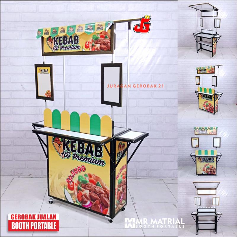 Booth Portable Gerobak Lipat Aluminium Model Spesial Tulang Hitam ...