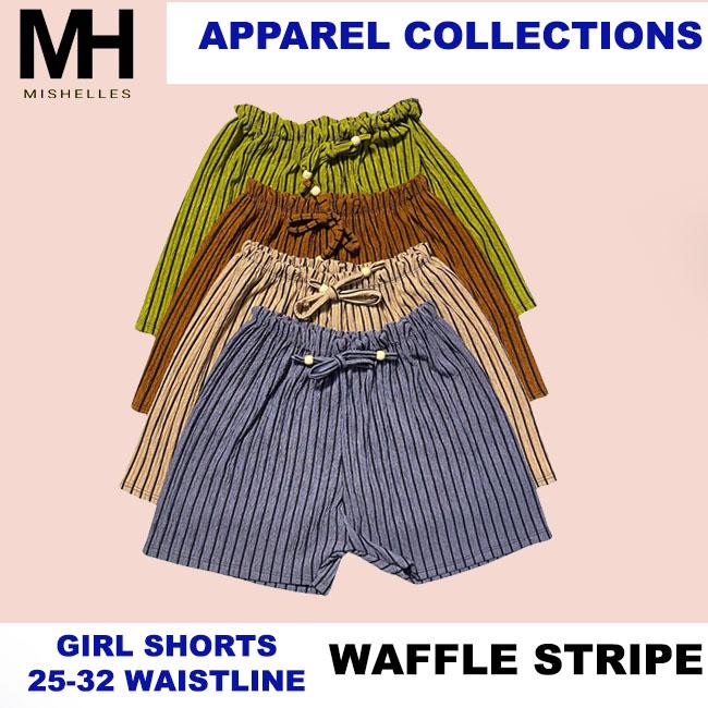 4PCS Plain Printed Stripe Waffle Crepe Shorts for Kids or Adult ...
