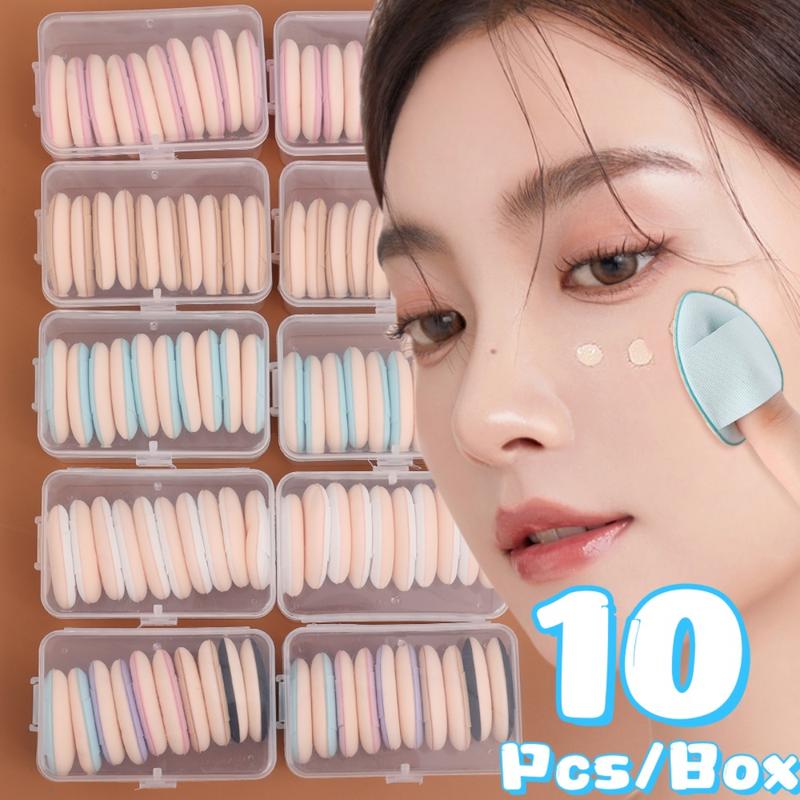 10Pcs Mini Finger Puffs with Storage Box Multicolor Dry Wet Use ...