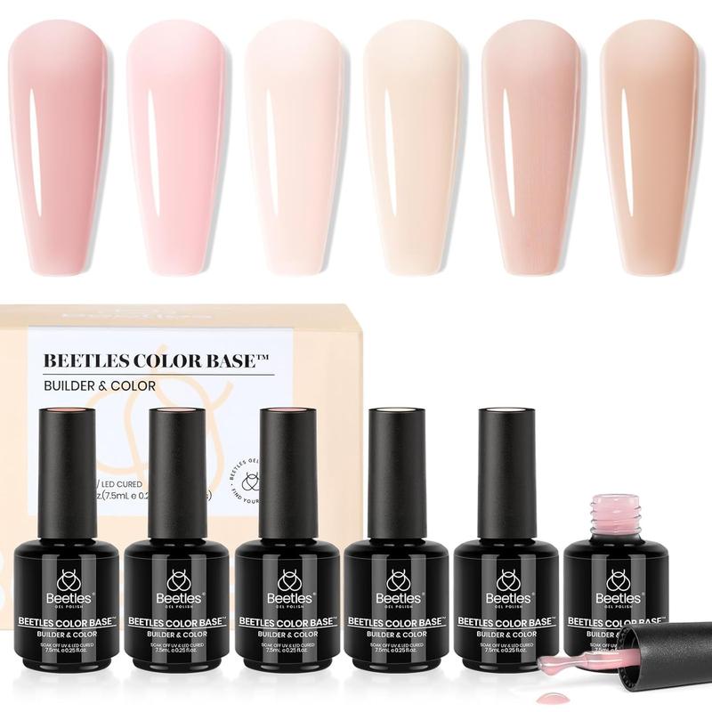 Base Color Gel Nail Polish, 6 Colors Nude Gel Polish Pink Peach Nail ...