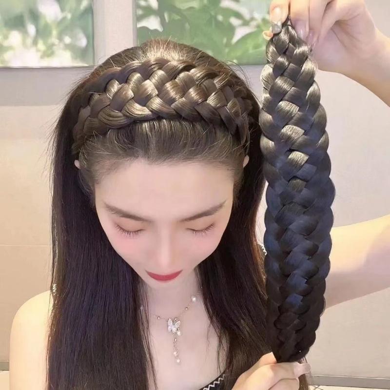 Ikat kepala tocang bertepi lebar buatan tangan, rambut palsu - TikTok ...