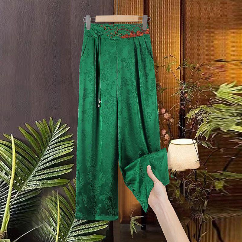 Chinese Style High-end Satin Women's Pants Wide-leg Jacquard - TikTok ...