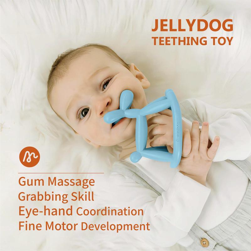 Miraloop Teething Toys for Babies, Jellydog Never Drop Food Grade ...