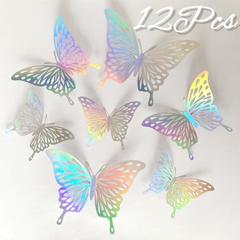12Pcs/Set 3D Effect Butterflies Shape Wall Stickers Colorful Beautiful ...