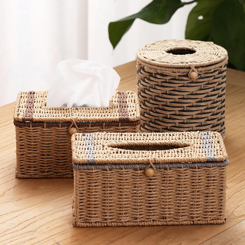 Handmade paper rope woven tissue box, home living room, dining room ...