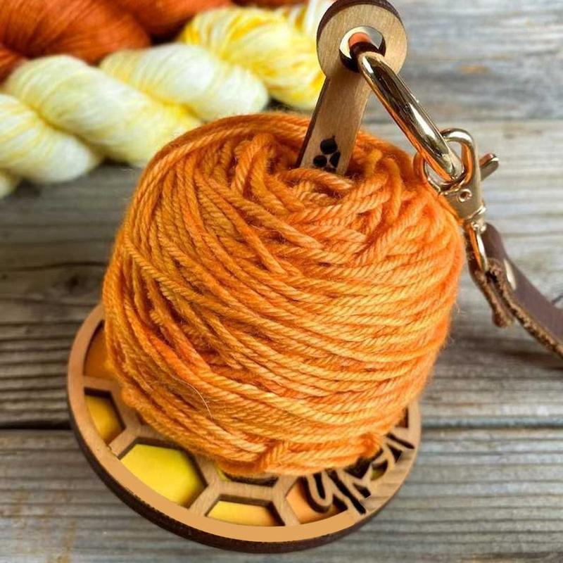 Crochet Wood Portable Wrist Yarn Holder with Leather Wrist Strap ...