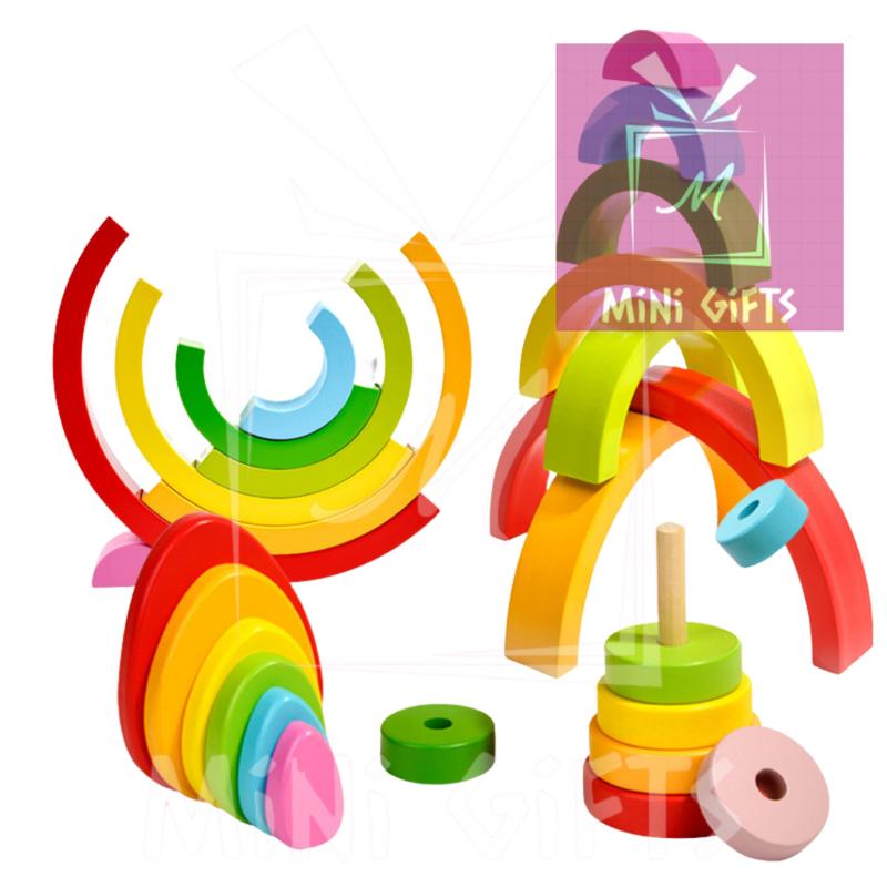 【Mini Gifts】Wooden Rainbow Stacking Kits Stacking Rocks Stacking ...