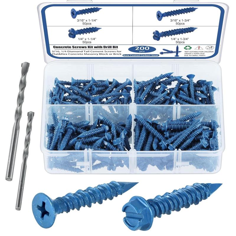 Concrete Screws with Drill Bit, 200 count Concrete Screw 1/4 - TikTok Shop