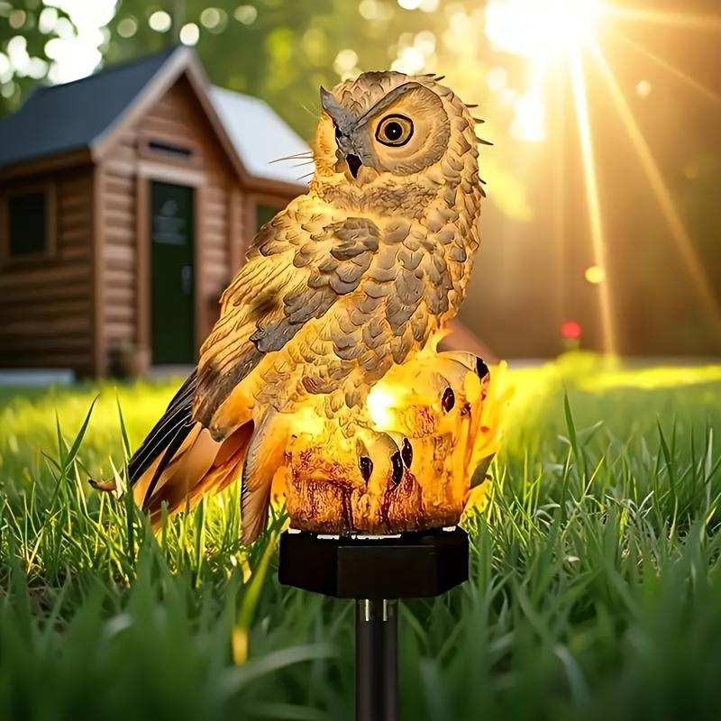 1pc Owl Outdoor Solar Lamp, Realistic Barn Owl Design With Luminous ...